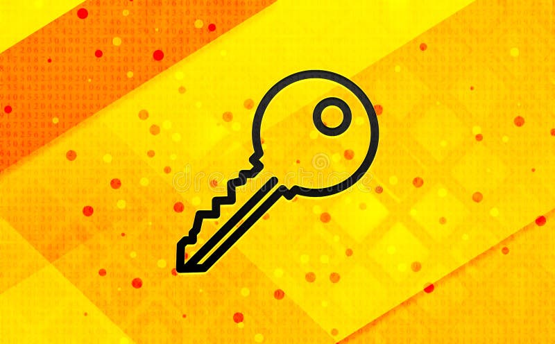 Key Icon Abstract Digital Banner Yellow Background Stock Illustration ...