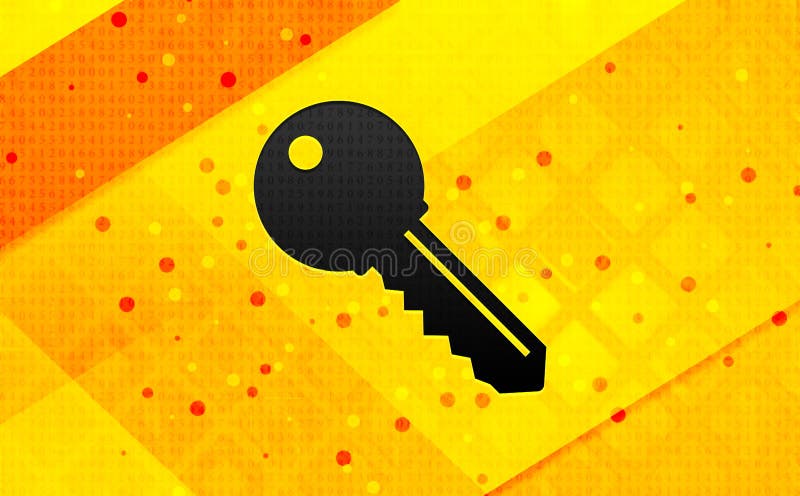 Key Icon Abstract Digital Banner Yellow Background Stock Illustration ...