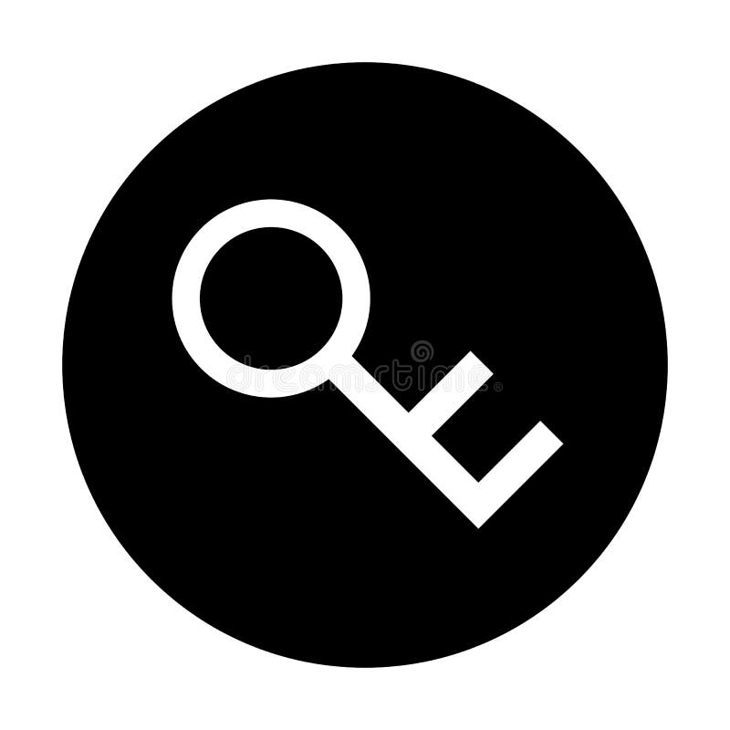 Key Icon with Black Circle. Vector. Stock Vector - Illustration of ...