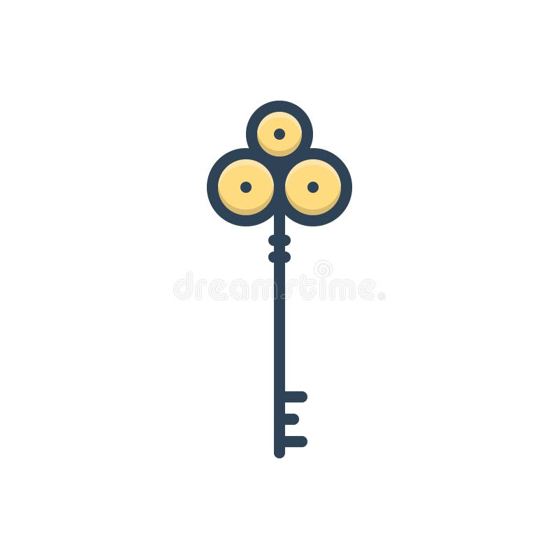 Color Illustration Icon for Key, Clef and Latchkey Stock Illustration ...