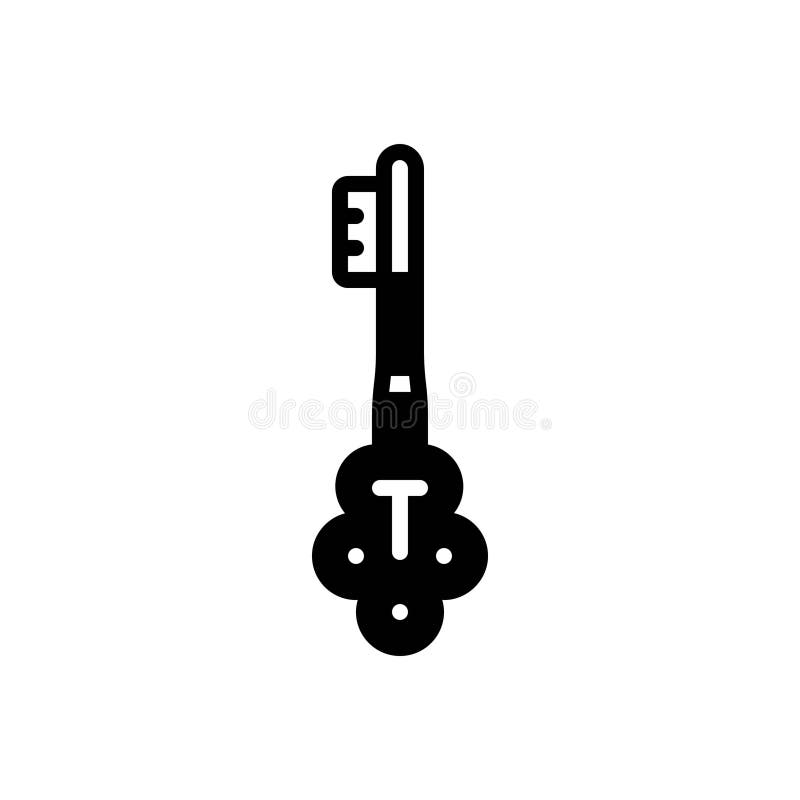 Black Solid Icon for Key, Clef and Unlock Stock Vector - Illustration ...
