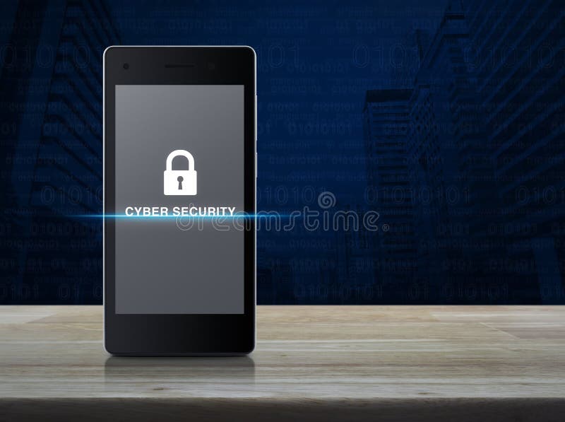 Key Icon And Cyber Security Text On Modern Smart Phone Screen On Stock ...