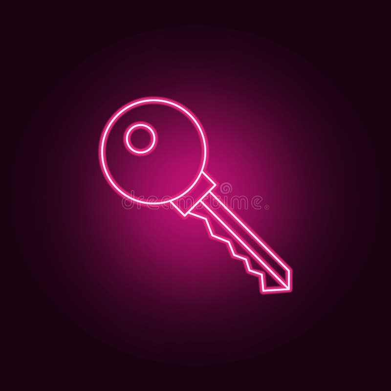 Key Icon. Elements of Web in Neon Style Icons Stock Illustration ...