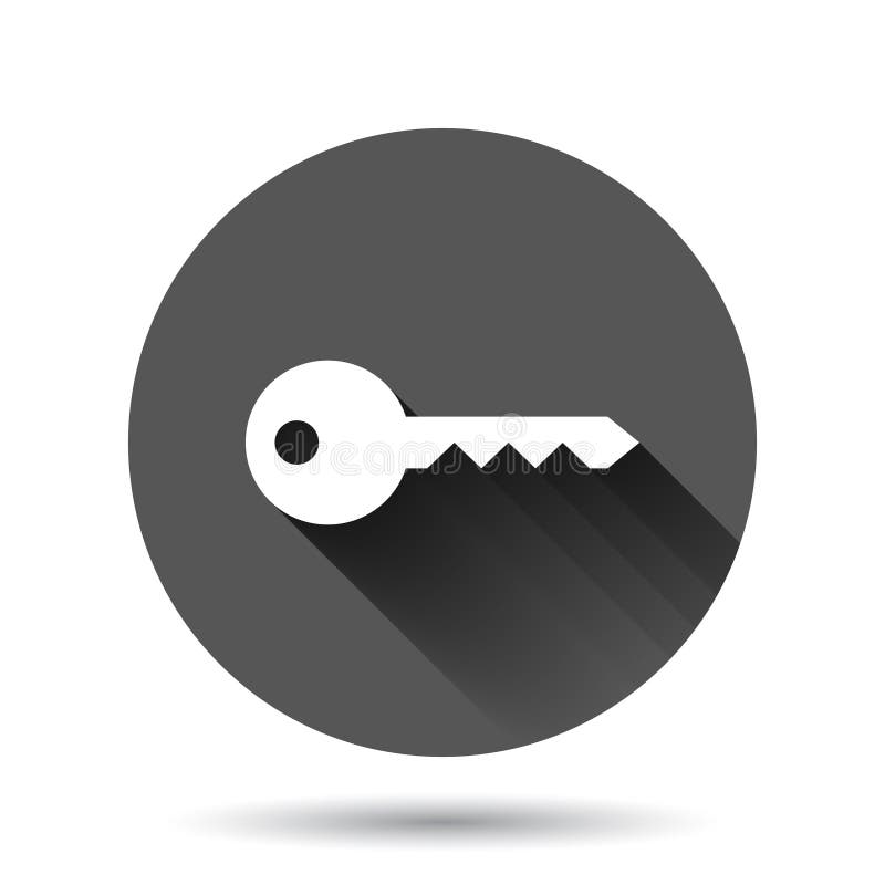 Key Icon in Flat Style. Password Vector Illustration on Black Round ...