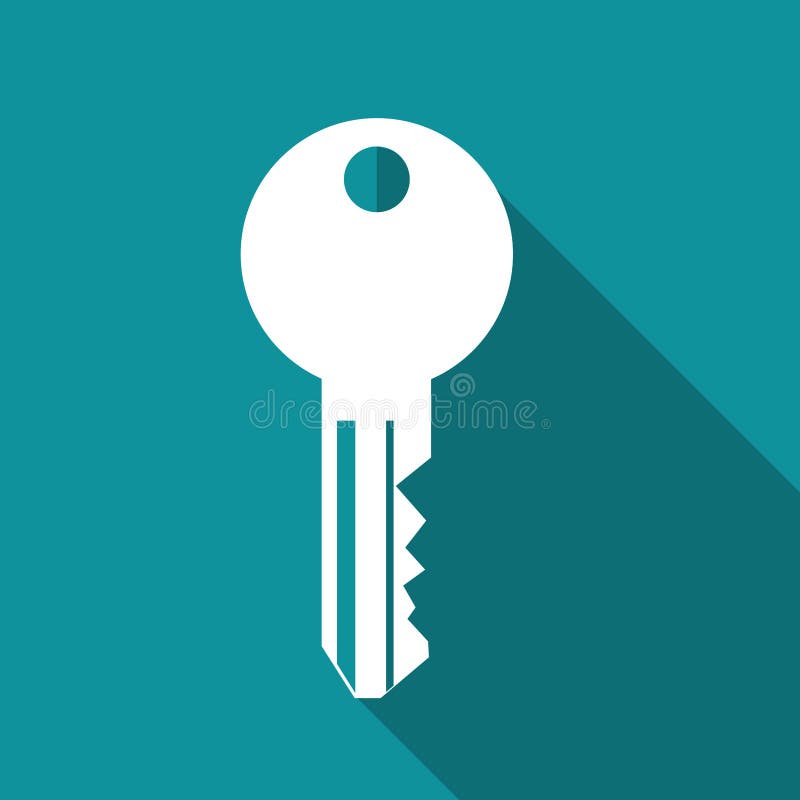 A Key Icon with a Long Shadow. Protection and Security Sign Stock ...