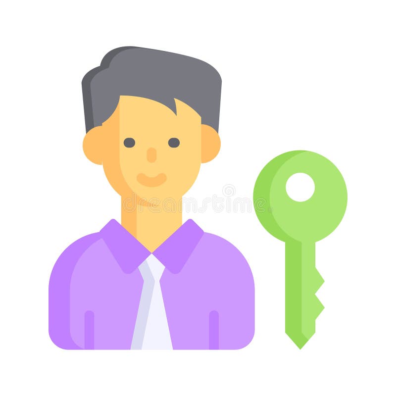 Key Icon with Person, Representing Access or Permissions Stock Vector ...