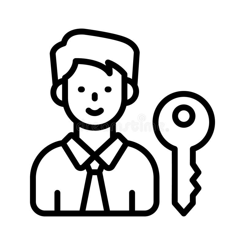 Key Icon with Person, Representing Access or Permissions Stock Vector ...