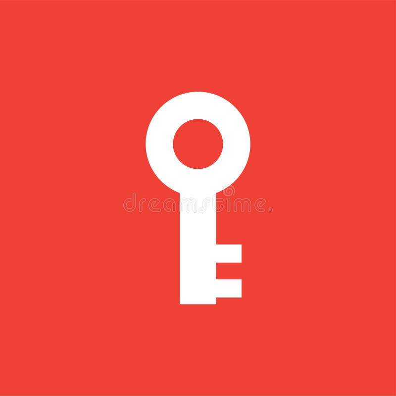 Key Icon on Red Background. Red Flat Style Vector Illustration Stock ...