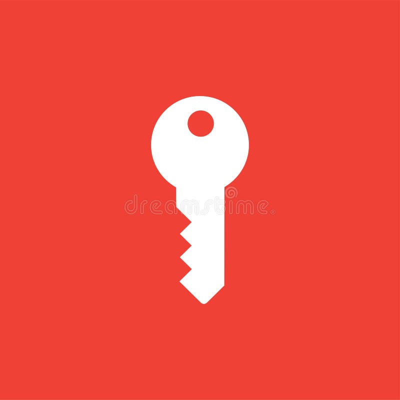 Key Icon on Red Background. Red Flat Style Vector Illustration Stock ...