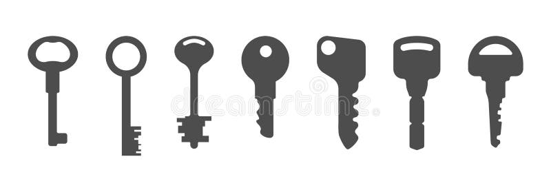 Key Icon. a Set of Keys of Different Shapes, Sizes and Purposes Stock ...