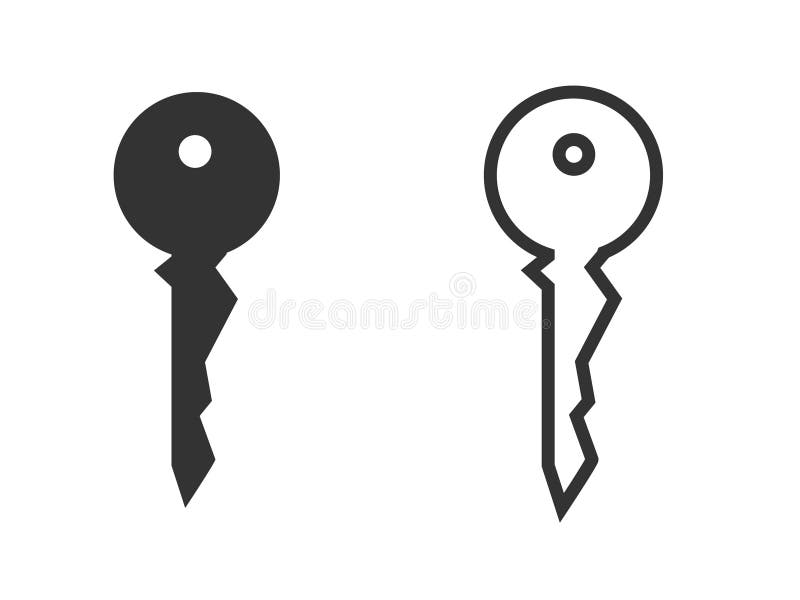Key Icon Two-tone Version on Black and White. Isolated on White. Stock ...