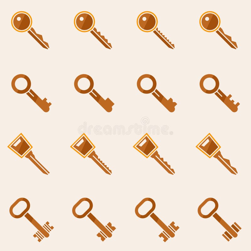 Key icons brown vector set stock vector. Illustration of business ...