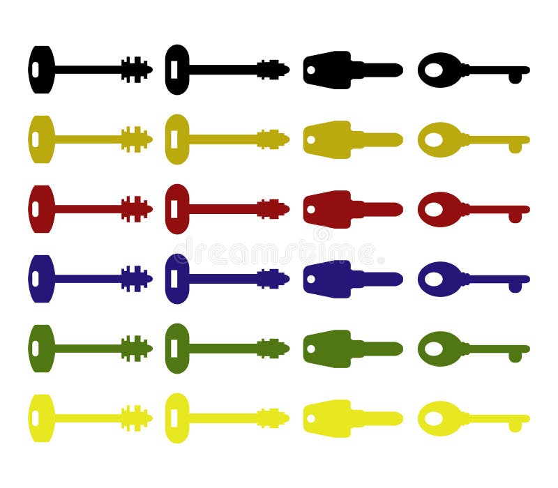 Key Icons Illustrated in Vector on White Background Stock Illustration ...