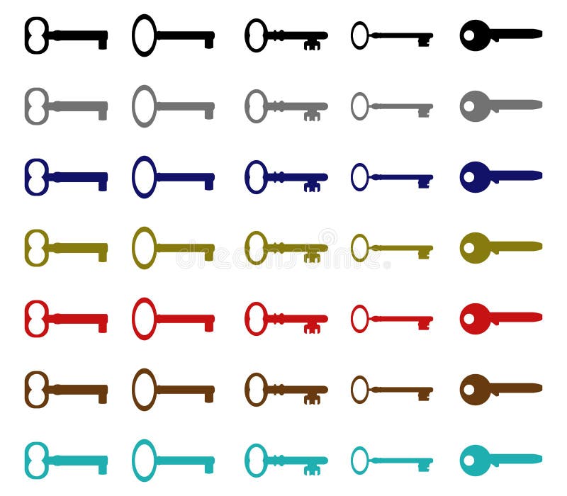 Key Icons Illustrated in Vector on White Background Stock Illustration ...