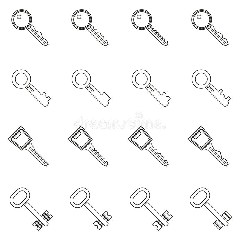 Key Icons Set in Thin Line Style Stock Vector - Illustration of ...
