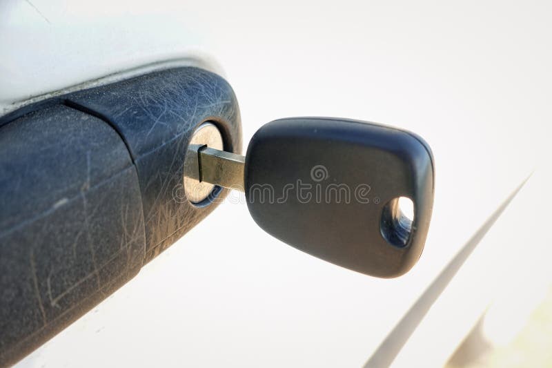 A Key is Inserted into a Car Door Stock Photo - Image of hole, inserted ...