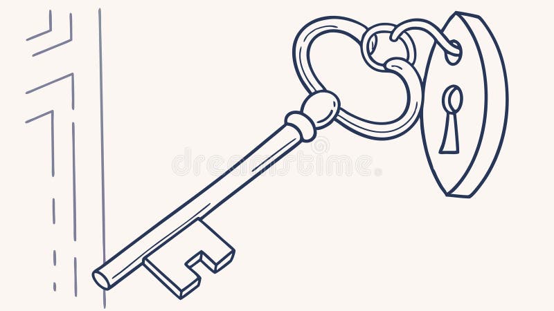 Key Inserted into a Keyhole. Access, Solutions, and Entry, Vector ...
