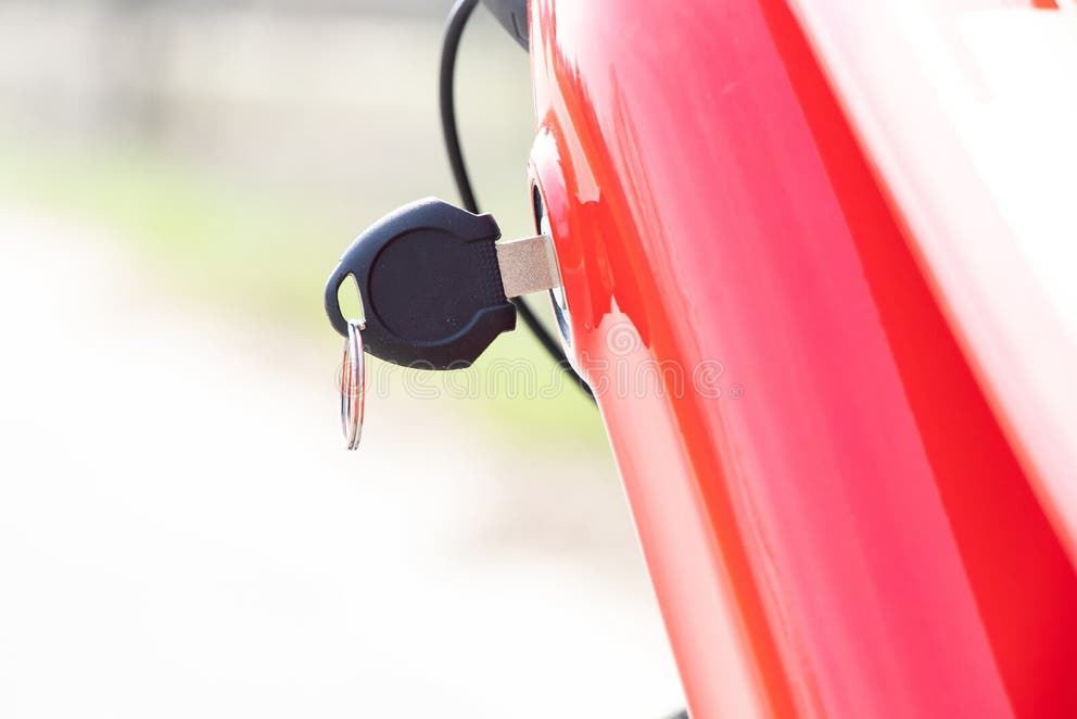 The Key is Inserted into the Keyhole on the Frame of the E-bike ...