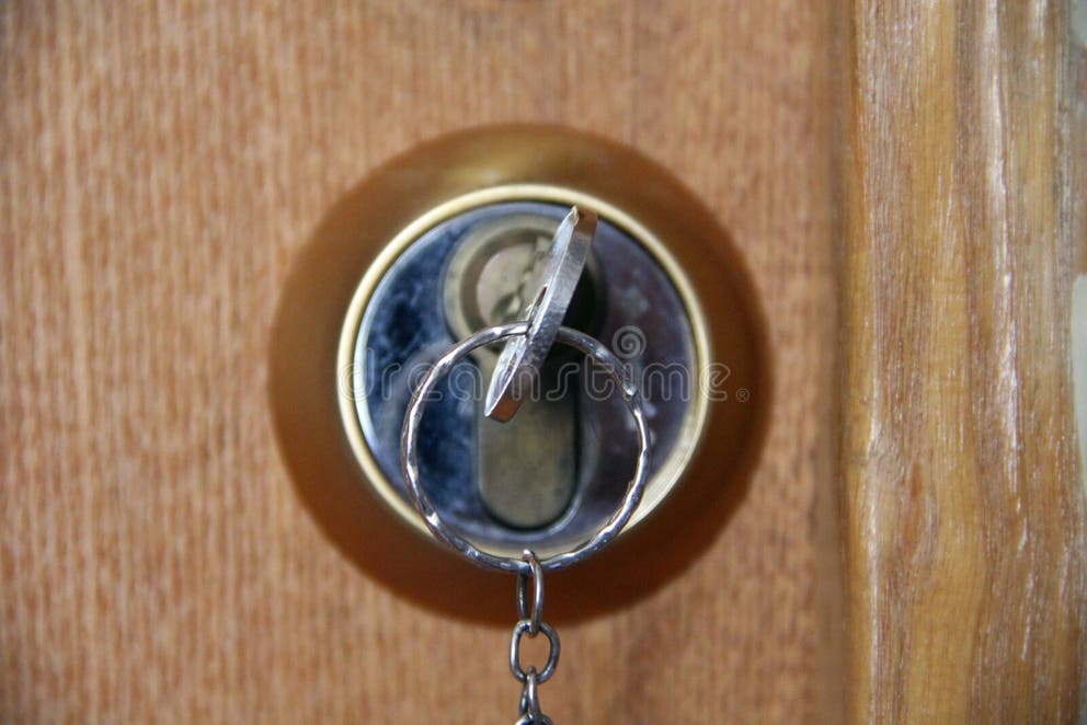 The Key is Inserted in the Lock Stock Image - Image of doorway, keys ...