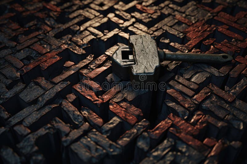 Key Interlaced in a Stack of Bricks, Highlighting the Texture Contrast ...