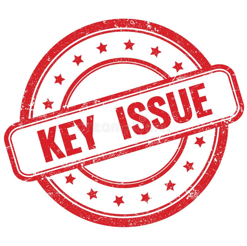 KEY ISSUE Text on Red Grungy Round Rubber Stamp Stock Illustration ...