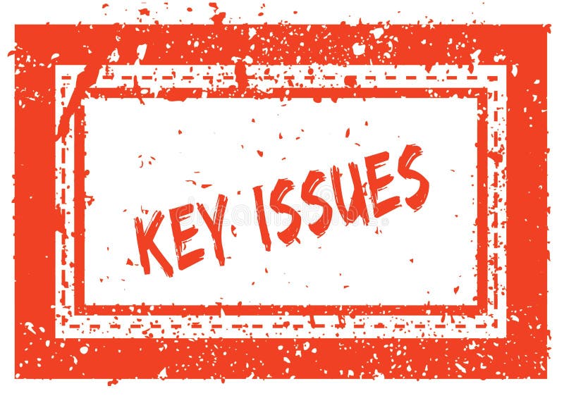KEY ISSUES on Orange Square Frame Rubber Stamp with Grunge Texture ...