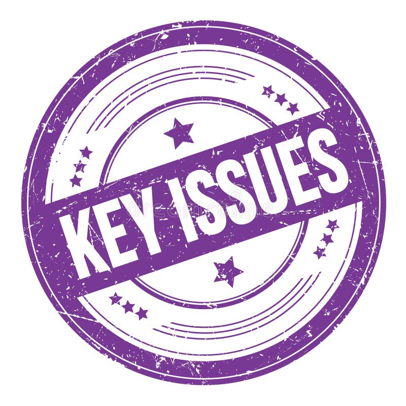 KEY ISSUES Text on Violet Indigo Round Grungy Stamp Stock Illustration ...