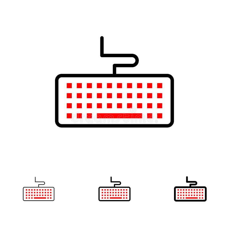 Key, Keyboard, Hardware, Education Bold and Thin Black Line Icon Set ...