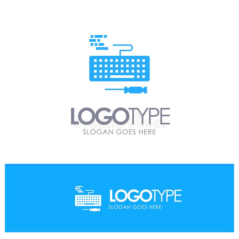 Key, Keyboard, Hardware, Repair Blue Solid Logo with Place for Tagline ...