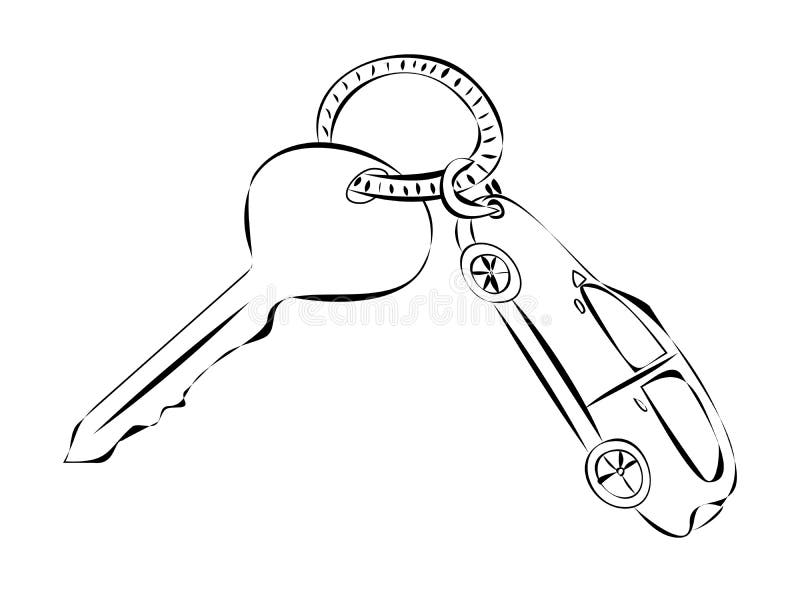 The key with keychain car stock illustration. Illustration of keychain ...
