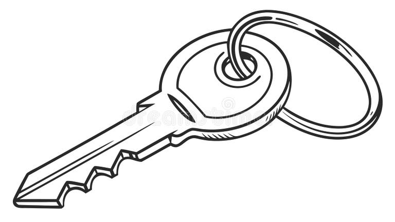 Key with Keychain Ring, Practical Access and Security Tool, Vector ...