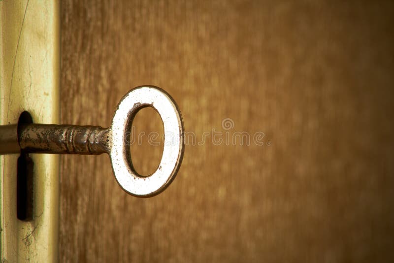 Key in Keyhole stock photo. Image of brown, silver, lock - 10205980