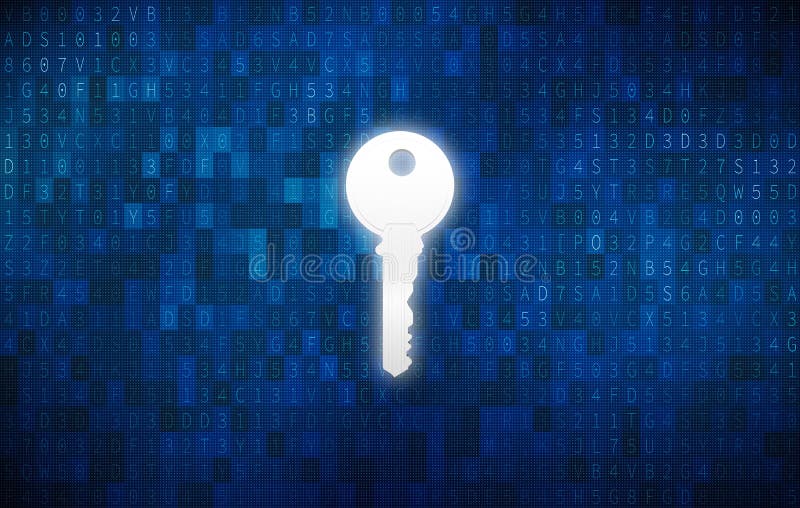 Key in Keyhole with Digital Abstract Technology Background Stock ...