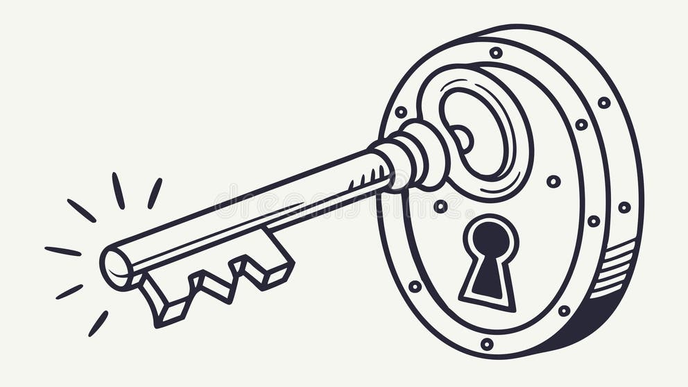 Key in Keyhole with Light for Unlocking Insights, Vector Design ...