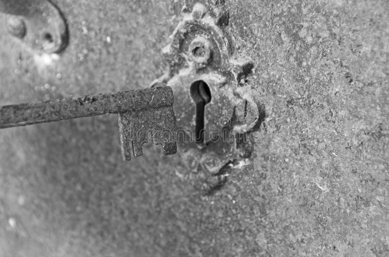 Key and Keyhole for Lock of Ancient Black Save Door Stock Image - Image ...