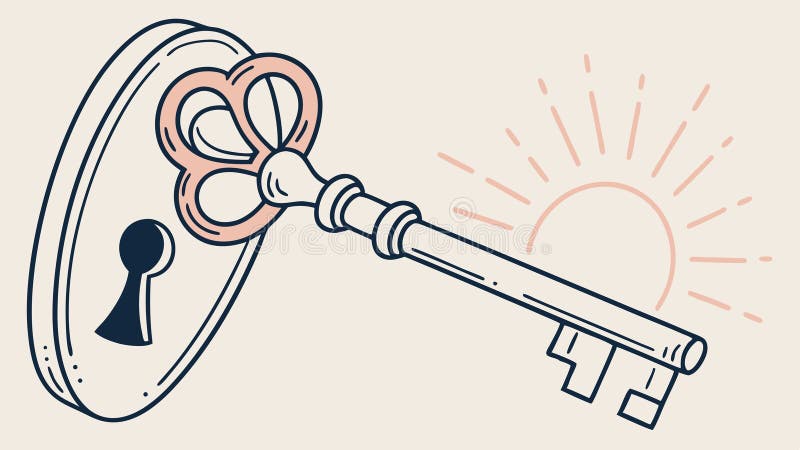 Key in Keyhole with Sunlight, Opportunity and Solutions, Vector Design ...