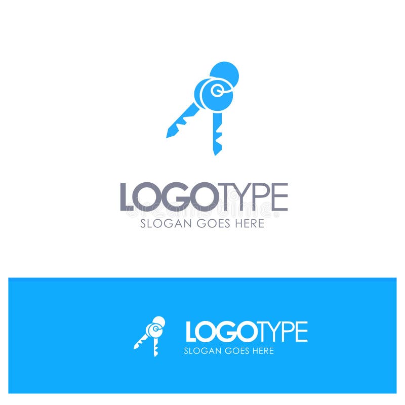 Key, Keys, Security, Room Blue Solid Logo with Place for Tagline Stock ...