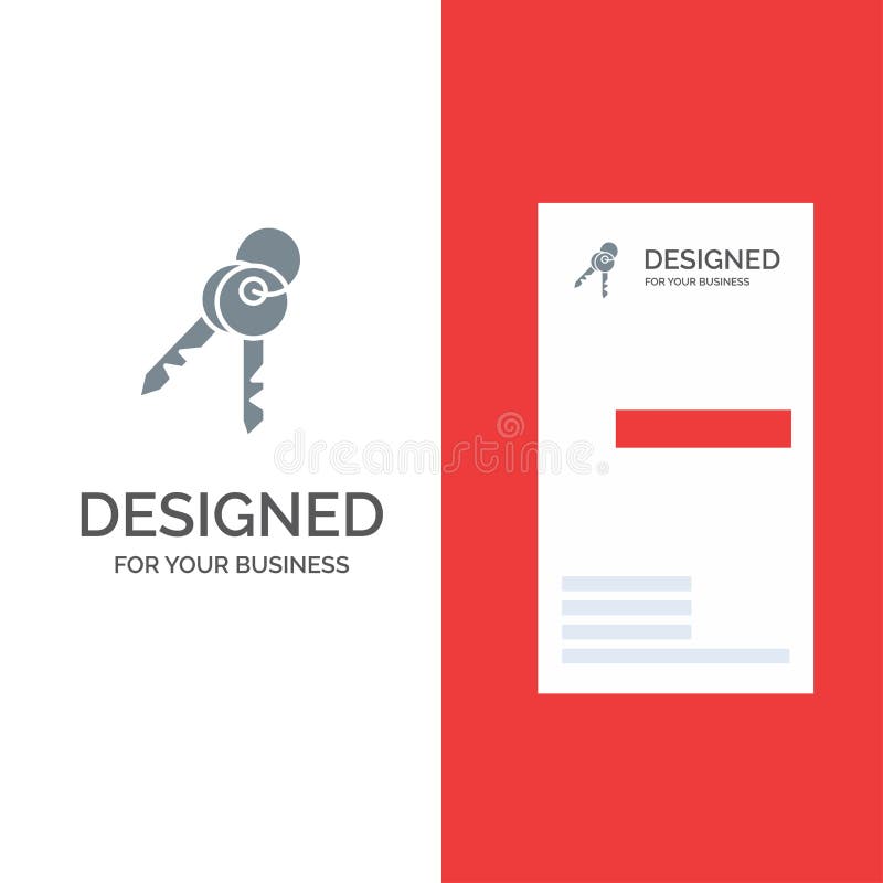 Key, Keys, Security, Room Grey Logo Design and Business Card Template ...