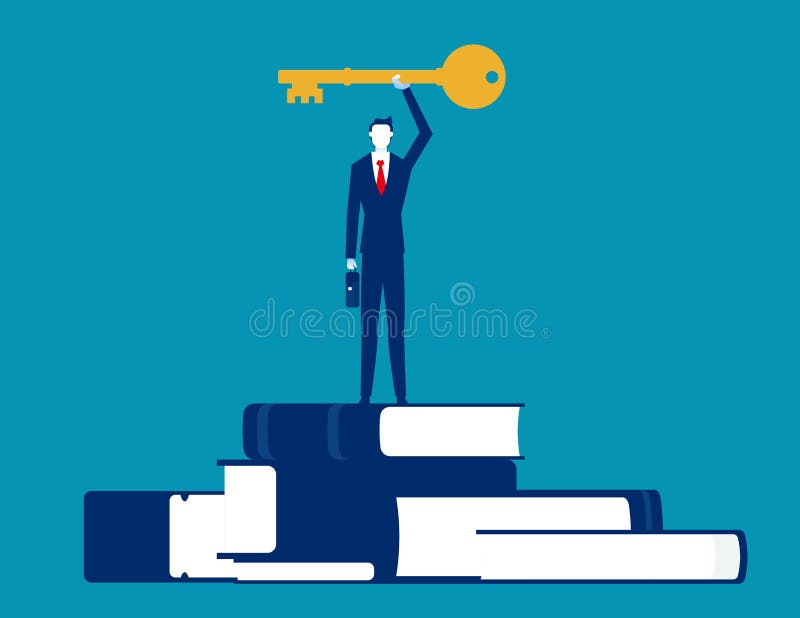 Key of Knowledge and Learning. Business Book Vector Illustration ...