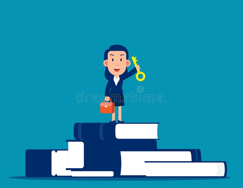 Key of Knowledge and Learning. Business Book Vector Illustration ...