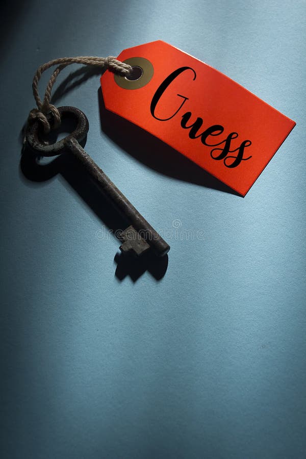 Key with label guess stock image. Image of information - 163139835