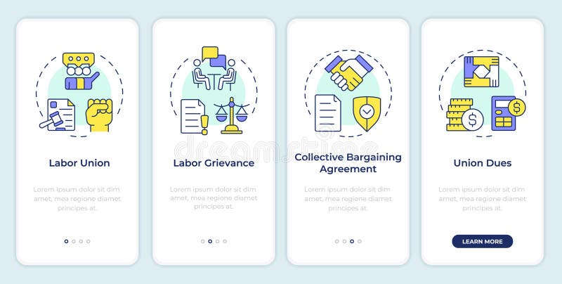 Key Labor Relations Concepts Onboarding Mobile App Screen Stock ...