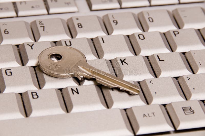 Key on laptop keyboard stock photo. Image of open, information - 13485316