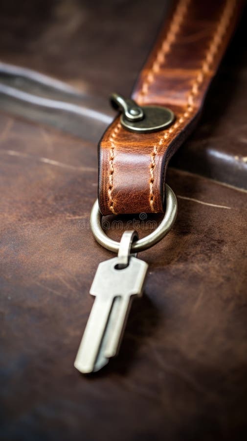 A Key on a Leather Keychain, AI Stock Image - Image of luxury, buckle ...