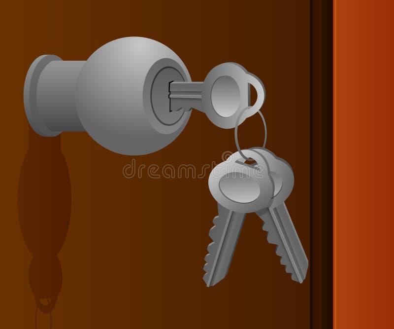 Key Left in the Door Handle Stock Vector - Illustration of open, left ...
