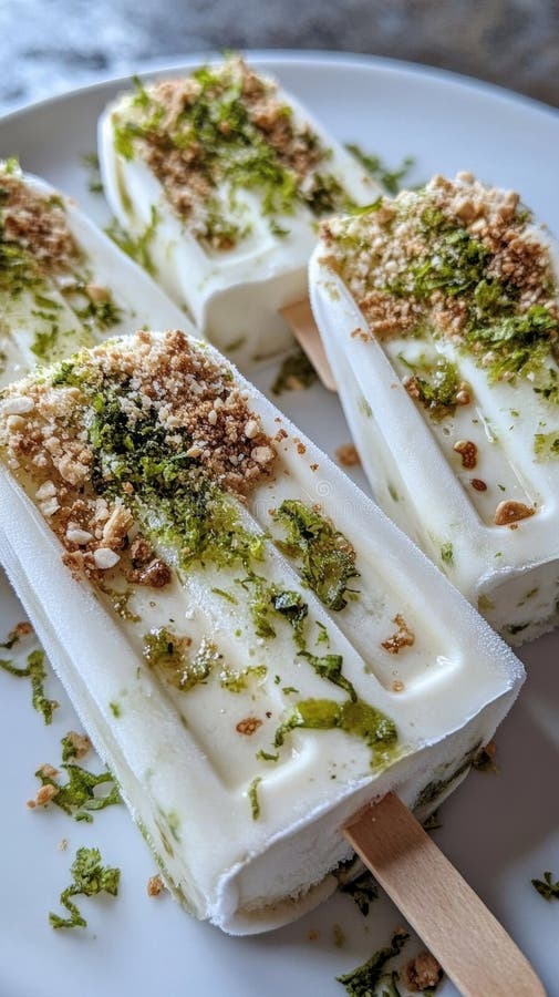 Key Lime Pie Ice Pops Creamy Lime and Mint Popsicles with Crushed Nuts ...