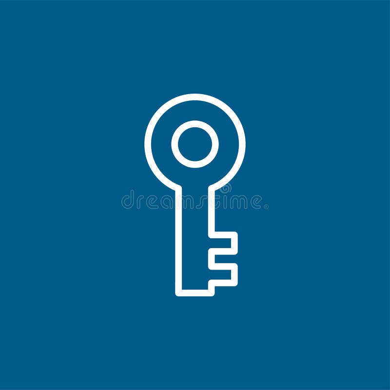 Key Line Icon on Blue Background. Blue Flat Style Vector Illustration ...