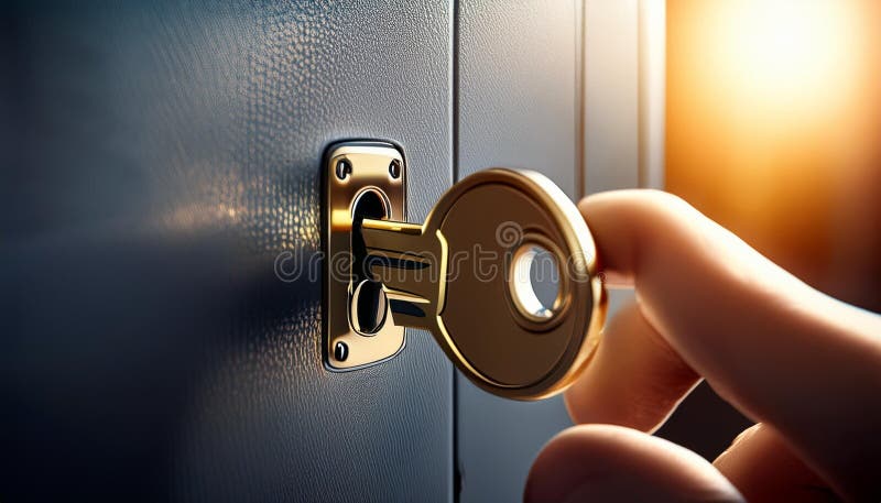 Key in lock, AI generated stock illustration. Illustration of home ...
