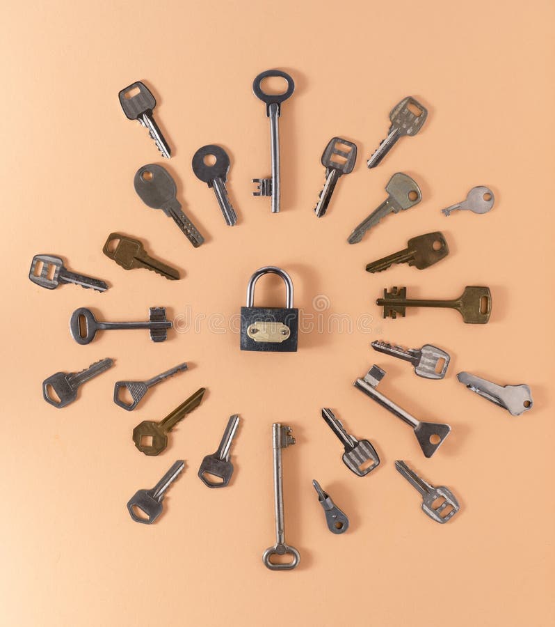 Key Pattern. Background from Different Old Keys. View from Above. Stock ...