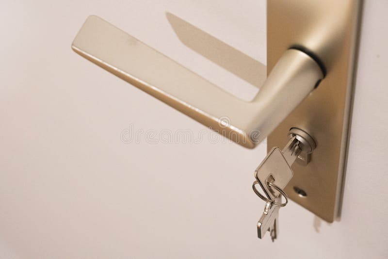 Key in the Lock of Front Door Stock Image - Image of locking, services ...